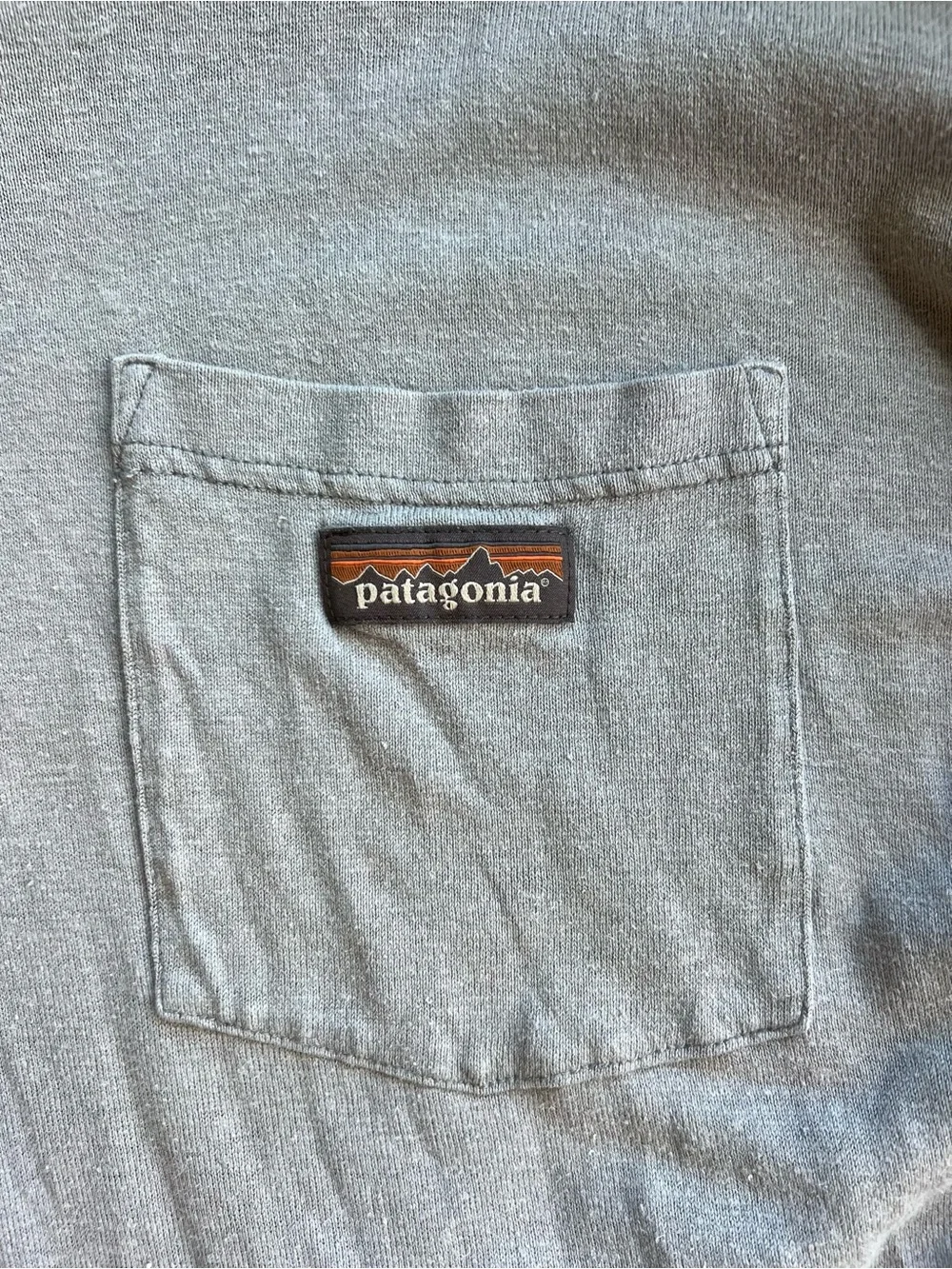 Patagonia | Shirts | Patagonia Light Gray Pocket Tee With Logo Patch ...